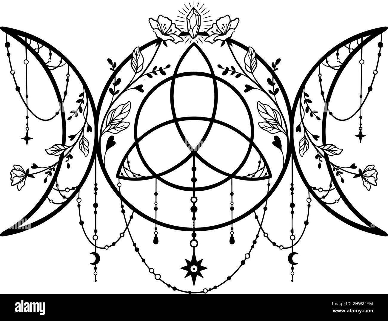 Triple Moon Triquetra. Triple Goddess. Neopaganism Stock Vector Image ...