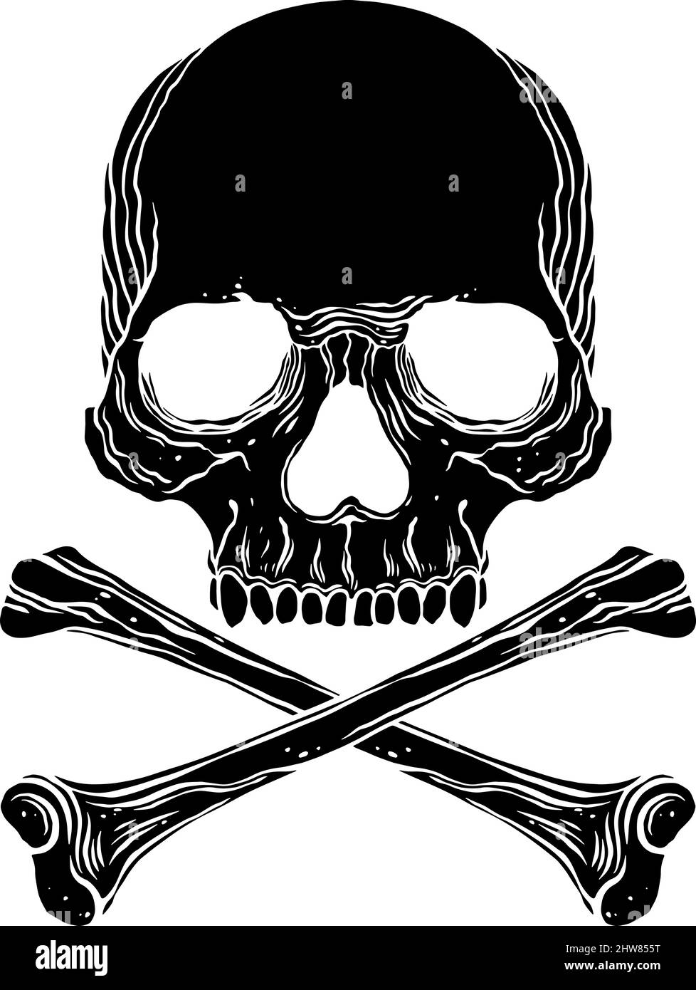 Cross bones and skull black grephic illustration Stock Vector Image ...