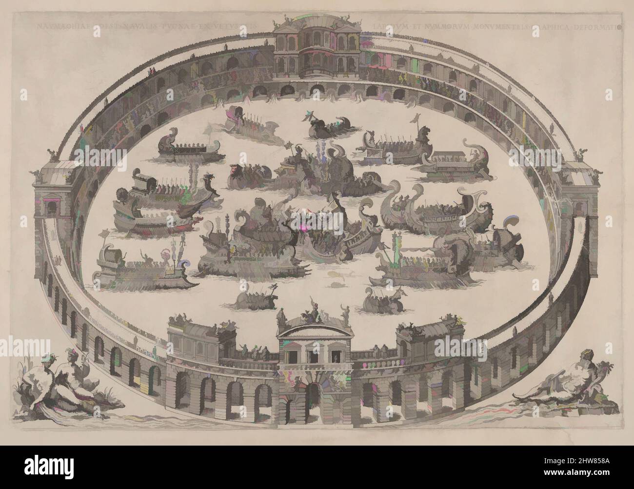Art inspired by Roman Arena with a Mock Naval Battle, Etching, Plate ...