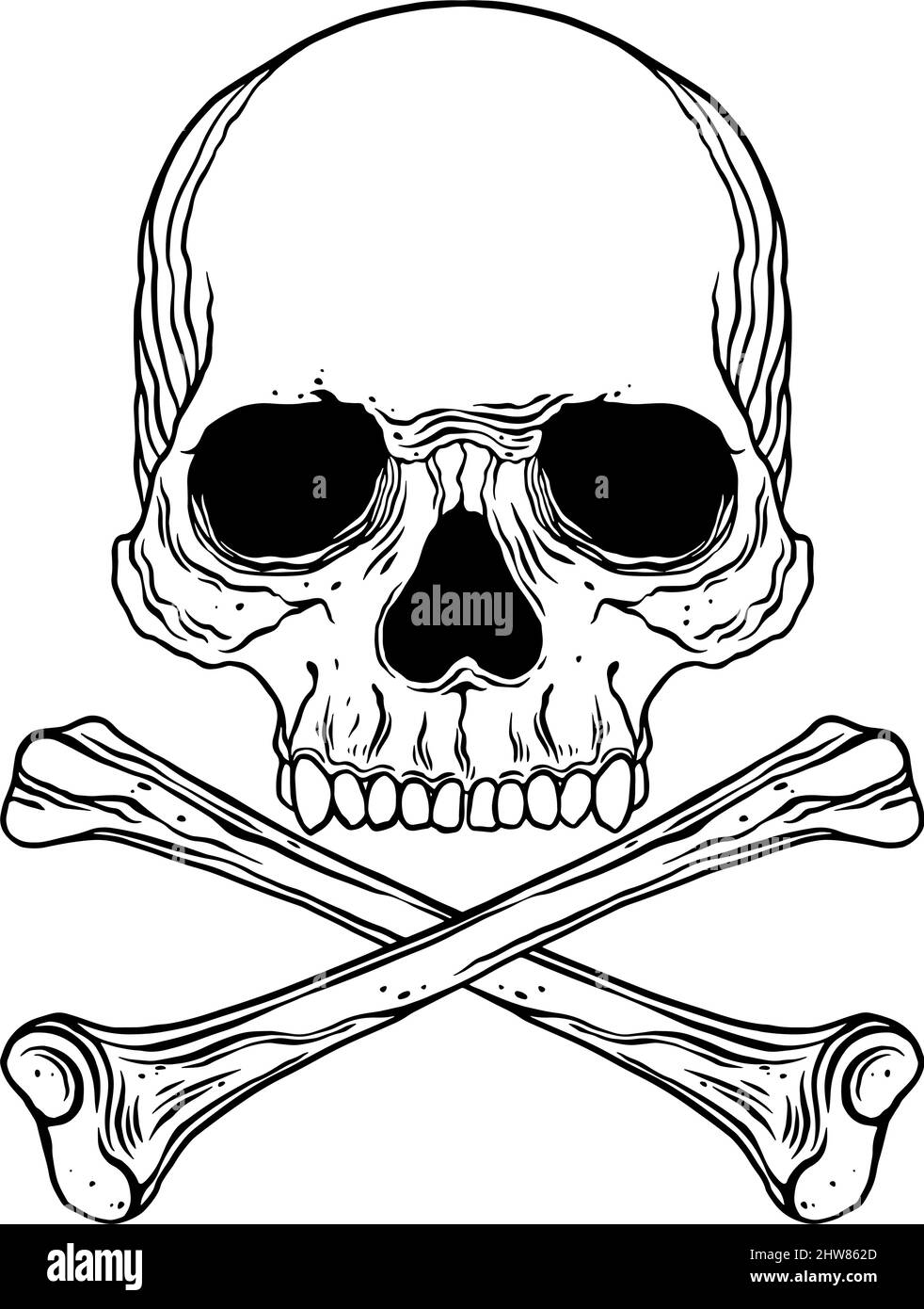 Cross bones and skull black graphic illustration Stock Vector Image ...