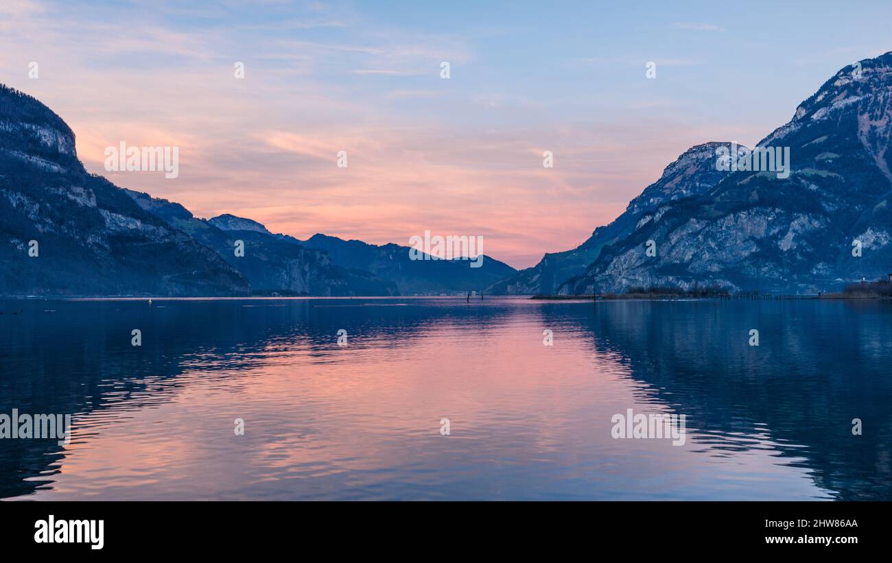 Sunset over the swiss alps hi-res stock photography and images - Alamy