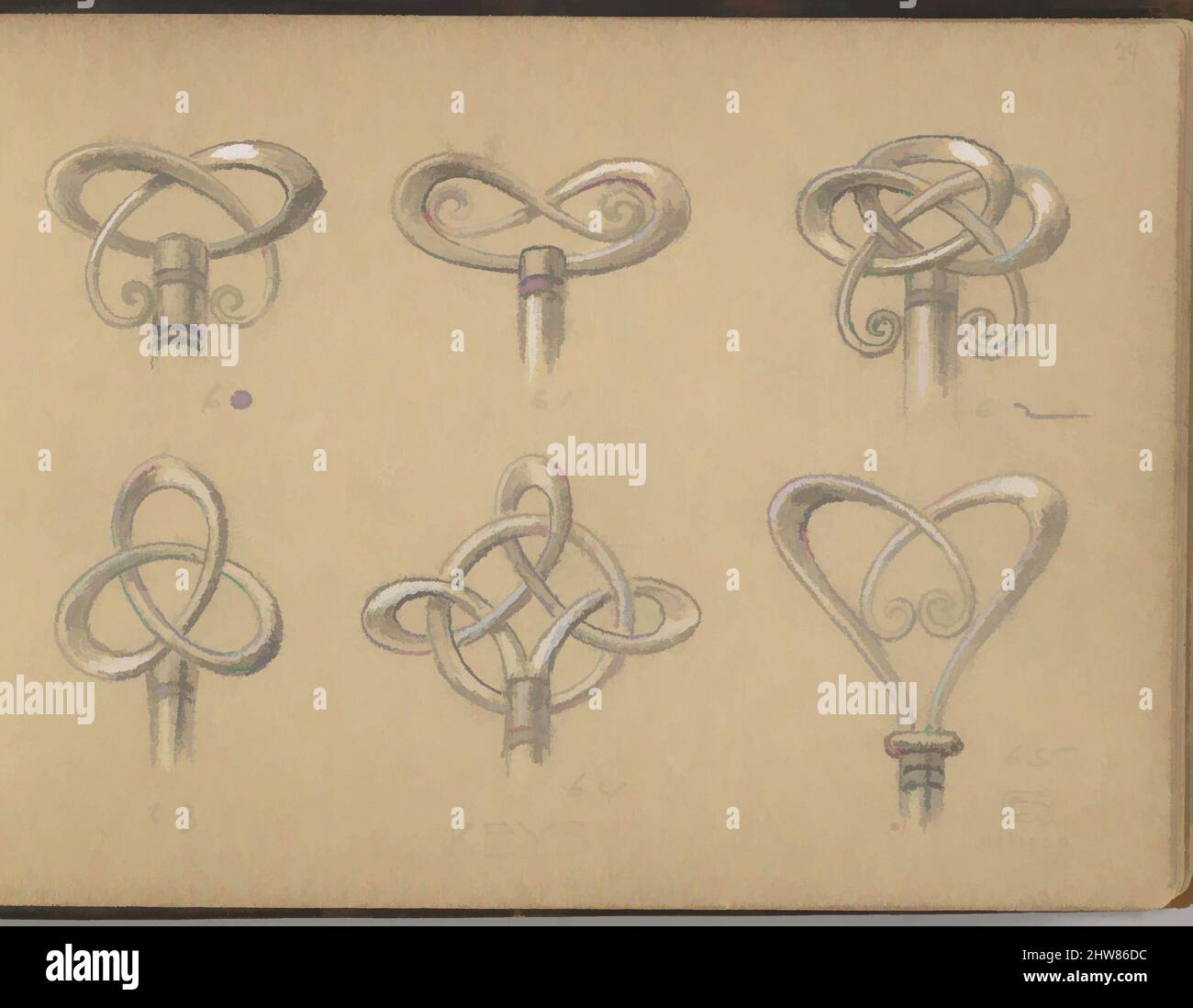 Art inspired by Six Designs for Key Grips, 1900, Graphite and gouache ...
