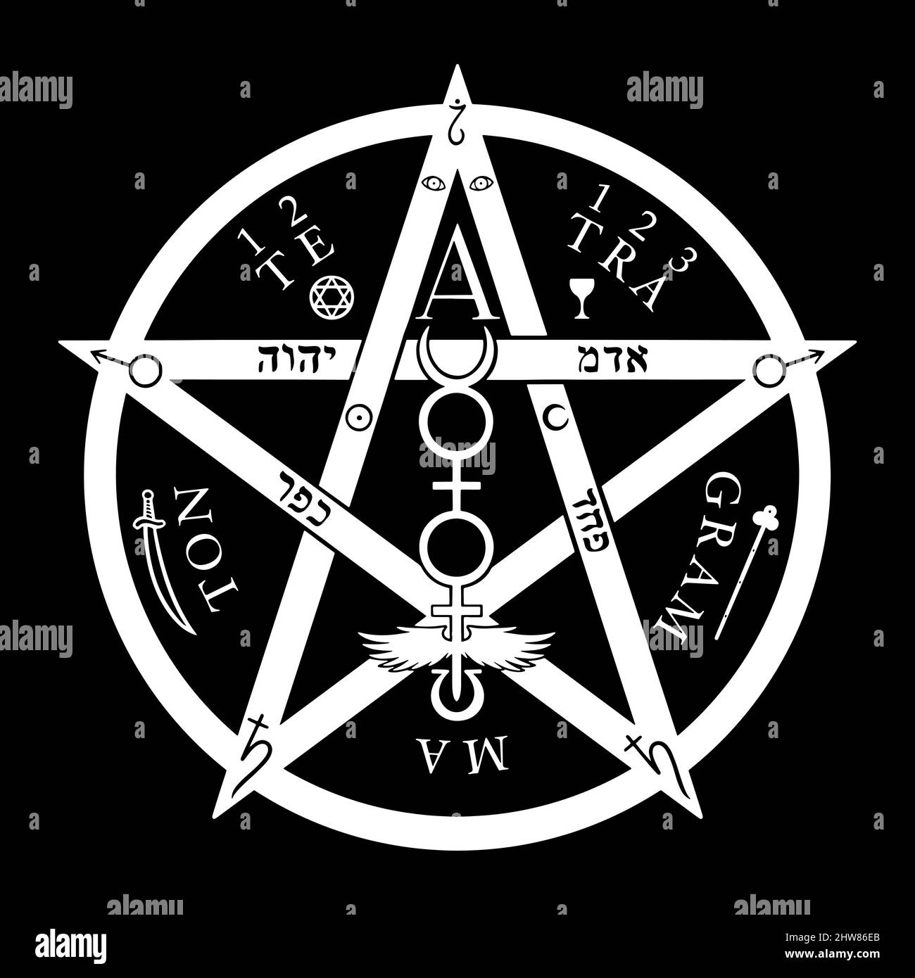 Wiccan symbol of protection Black and White Stock Photos & Images - Alamy