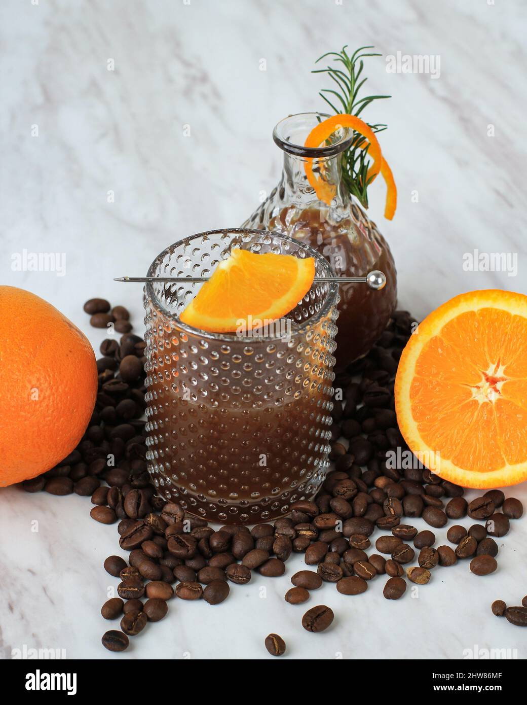 Iced Orange Espresso Coffee Mocktail Cold Brew Tonic Spritz on White ...