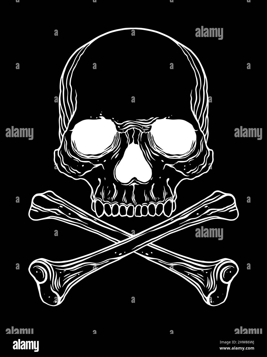 Cross bones and skull black graphic illustration Stock Vector Image ...