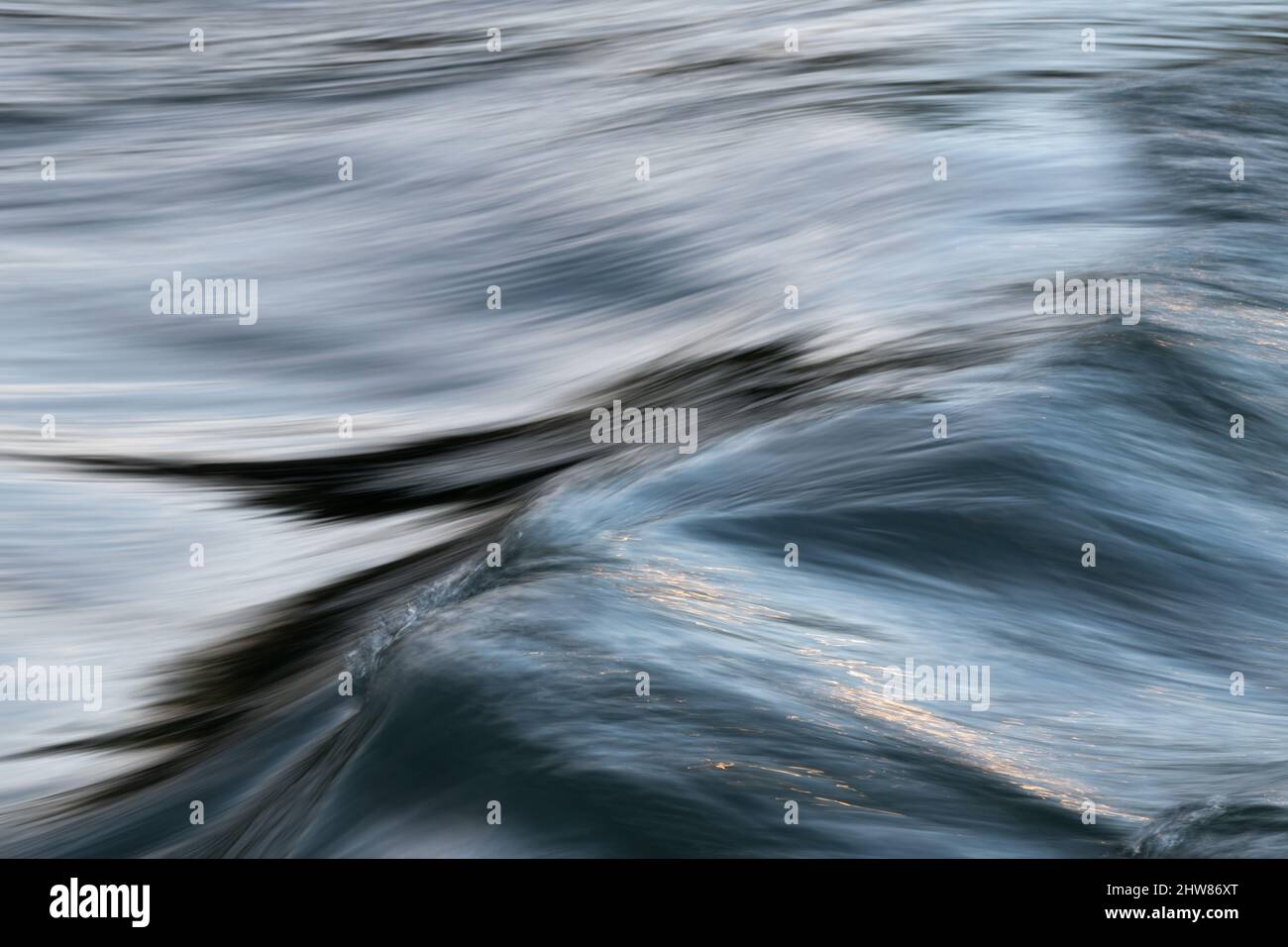 Silky abstract texture of water surface on rapid stream water flow ...