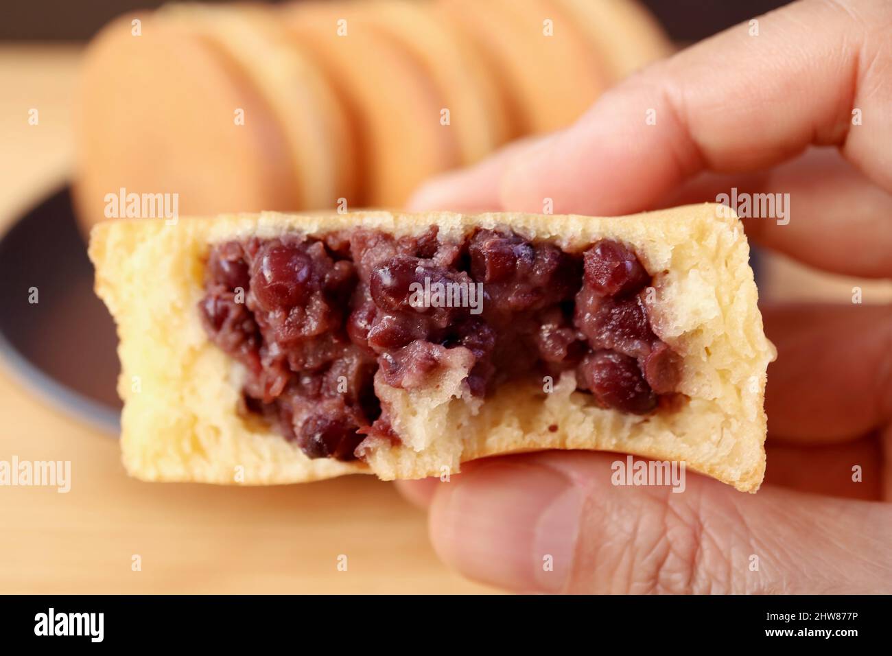 Closeup Mouthwatering Japanese Azuki Bean Paste Filled Dessert Called ...