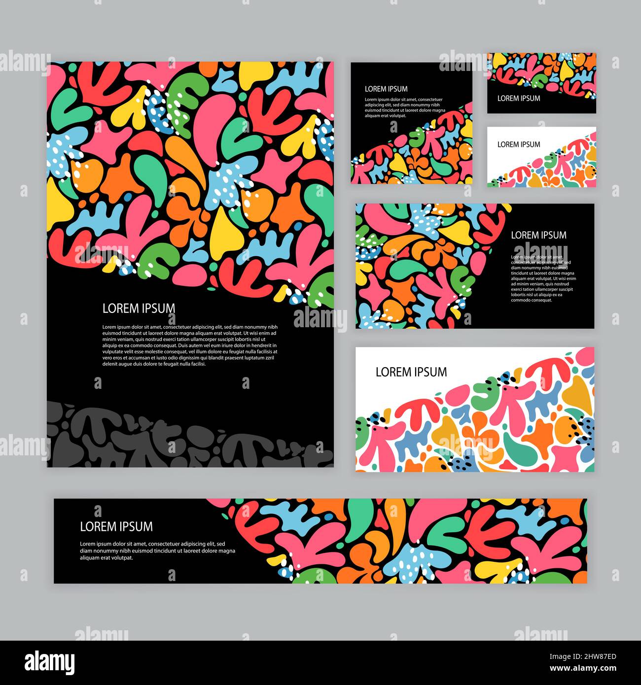 Bright color cute corporate identity template design. Vector ...