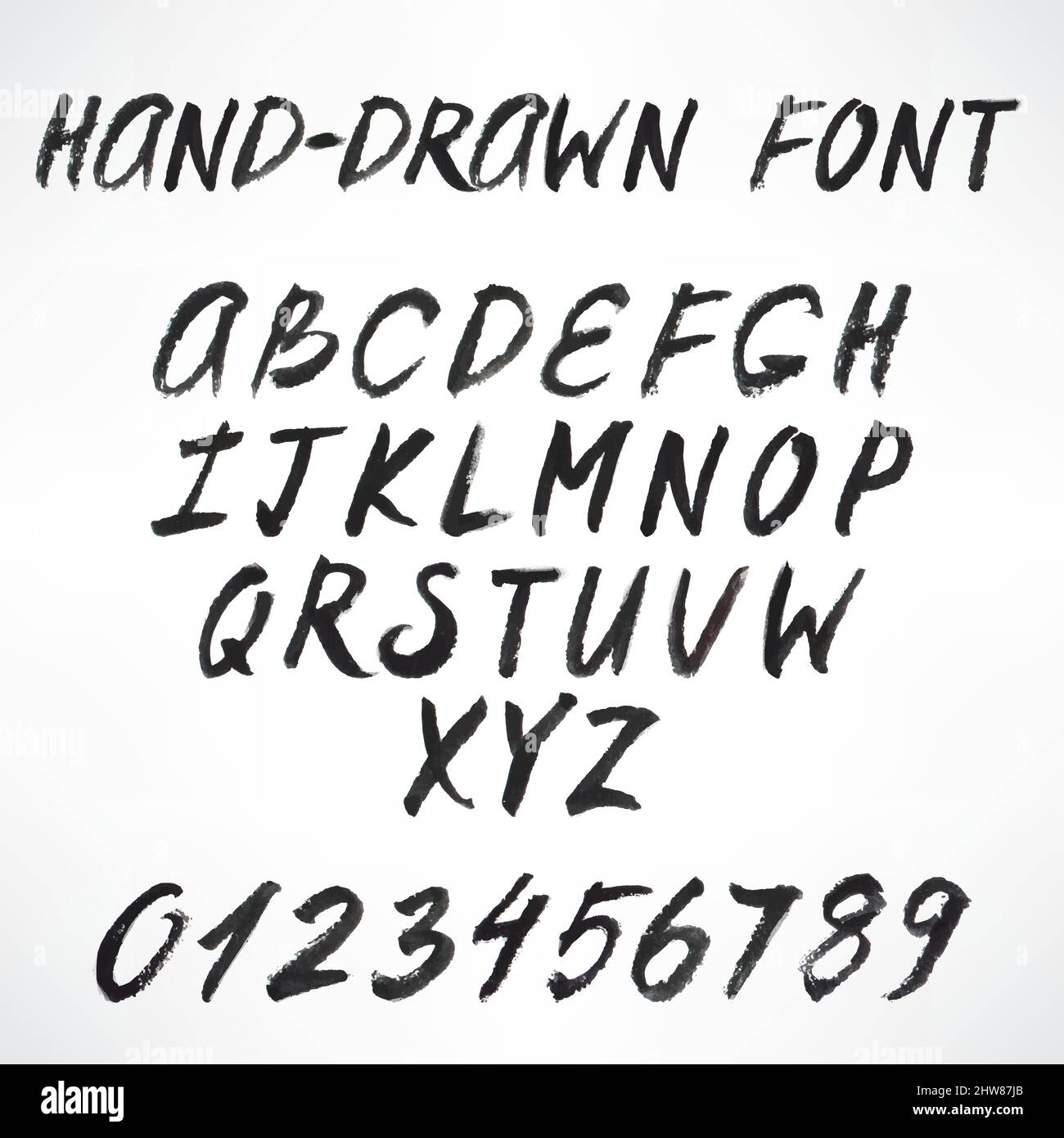 set of Latin hand-drawn gray letters and numbers Stock Vector Image ...