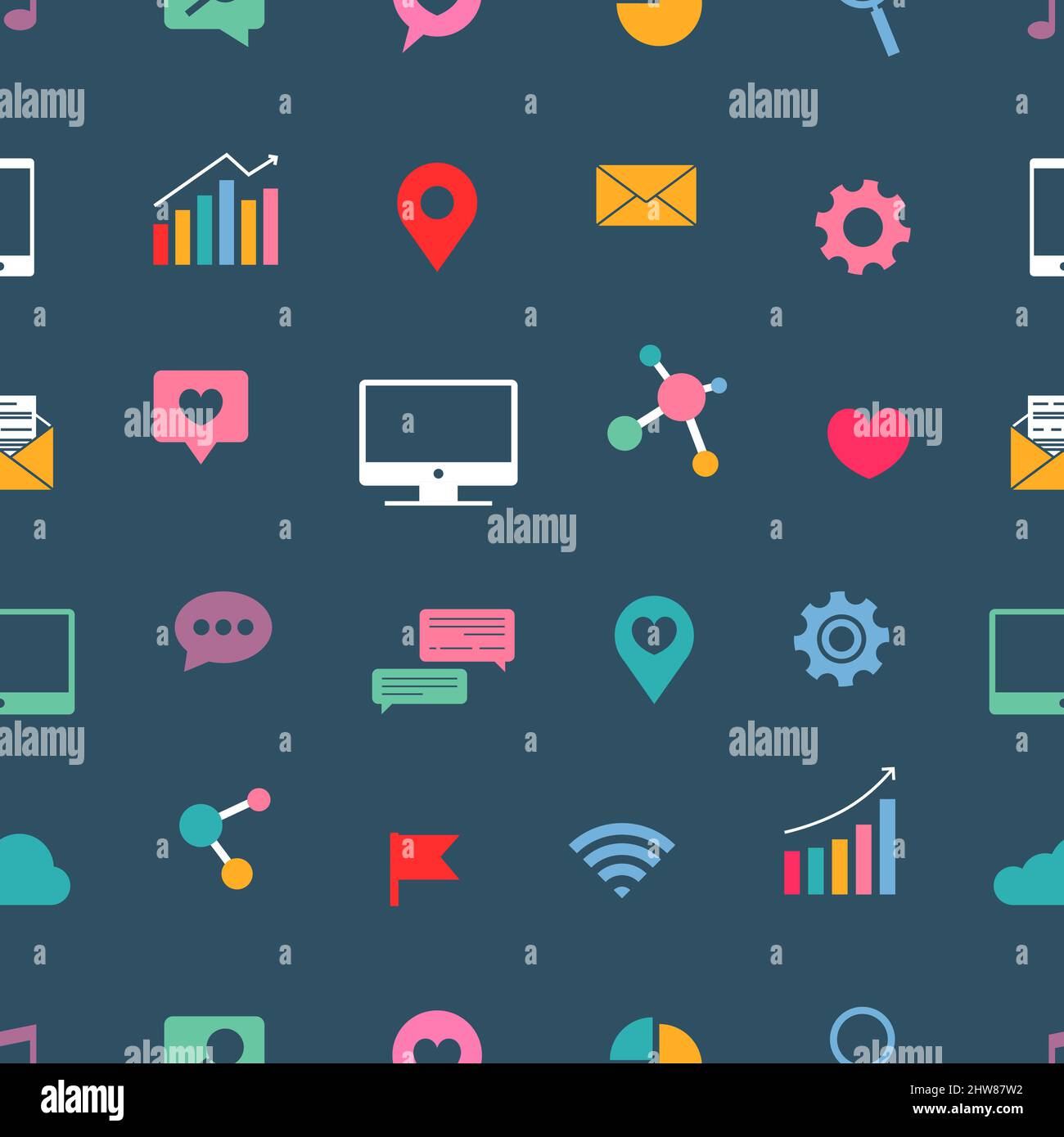 Seamless background with icon of electronic device and technology ...