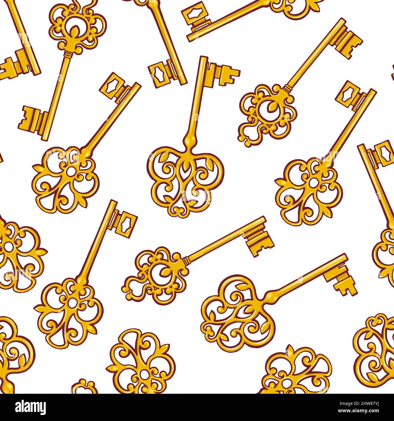 seamless beautiful background with gold retro keys Stock Vector Image ...