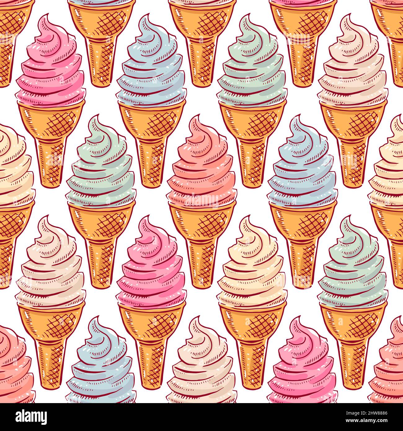 cute seamless pattern with colored ice cream Stock Vector Image & Art ...