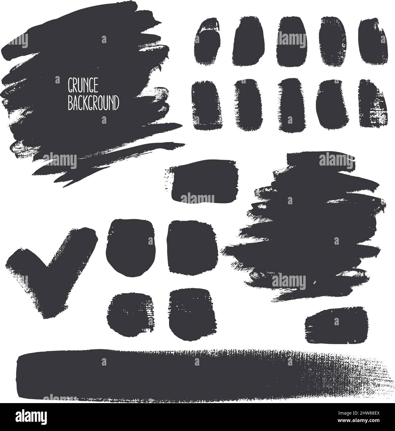 Set of different square brush strokes. Hand-drawn illustration Stock ...