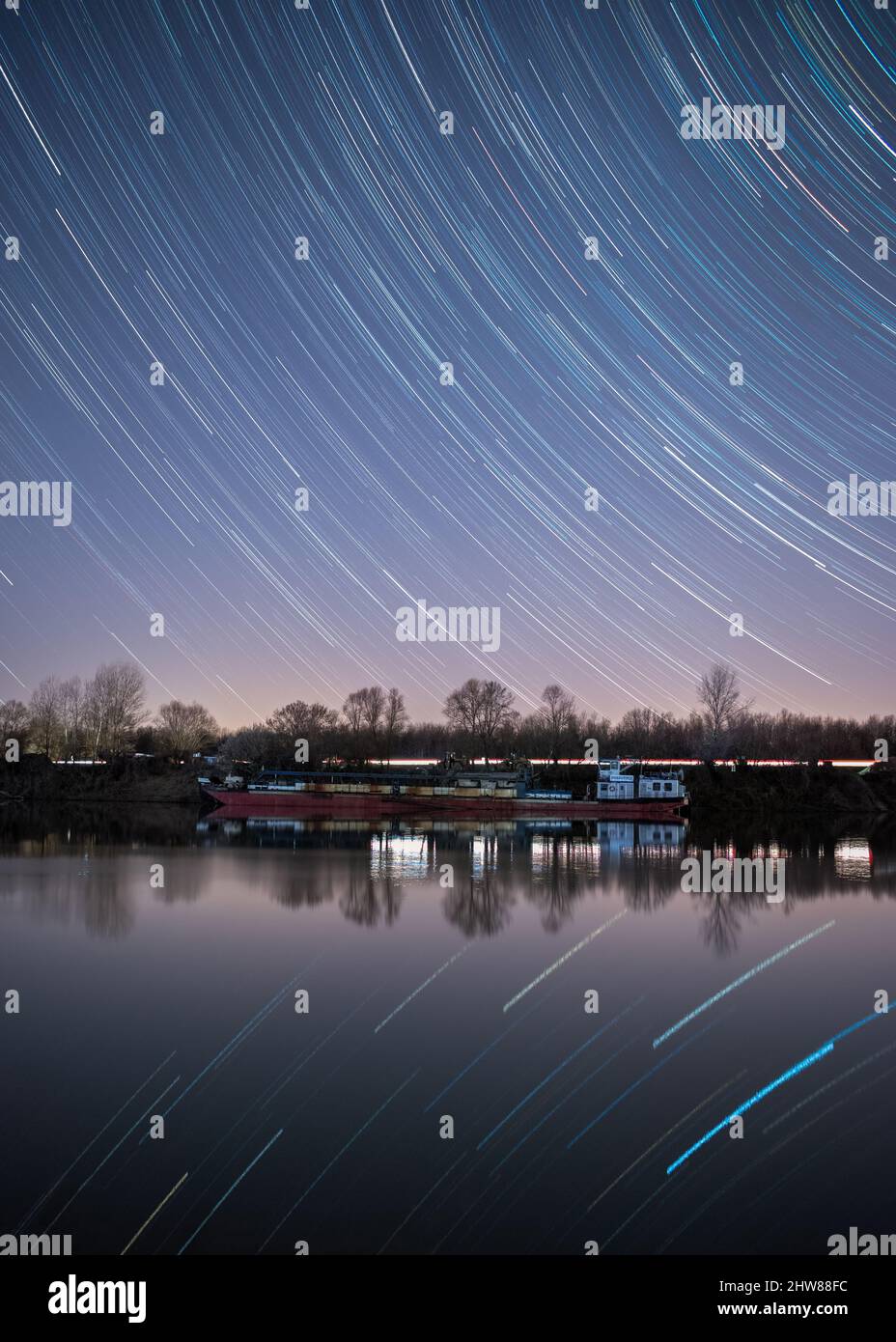 Star trails with boat hi-res stock photography and images - Alamy