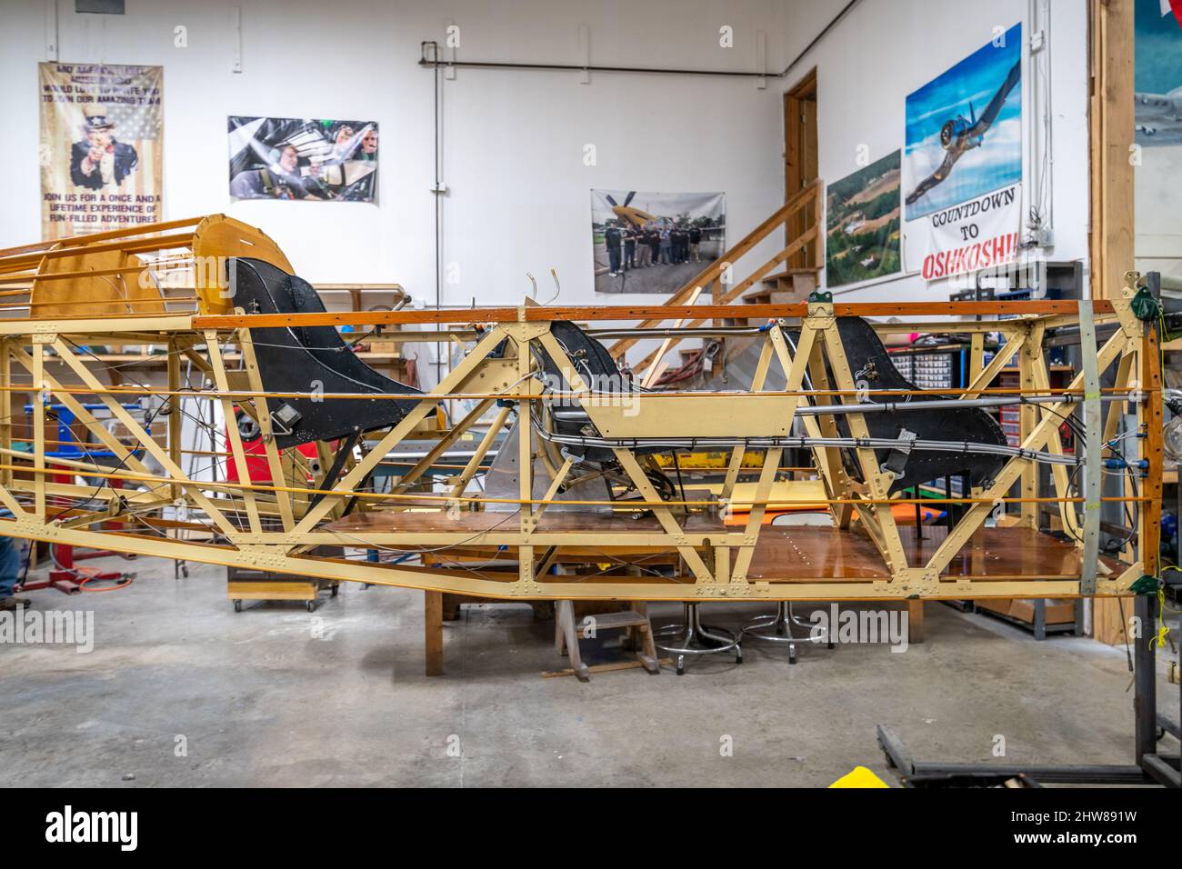 Mid America Flying Museum New Standard Biplane restoration Stock Photo ...
