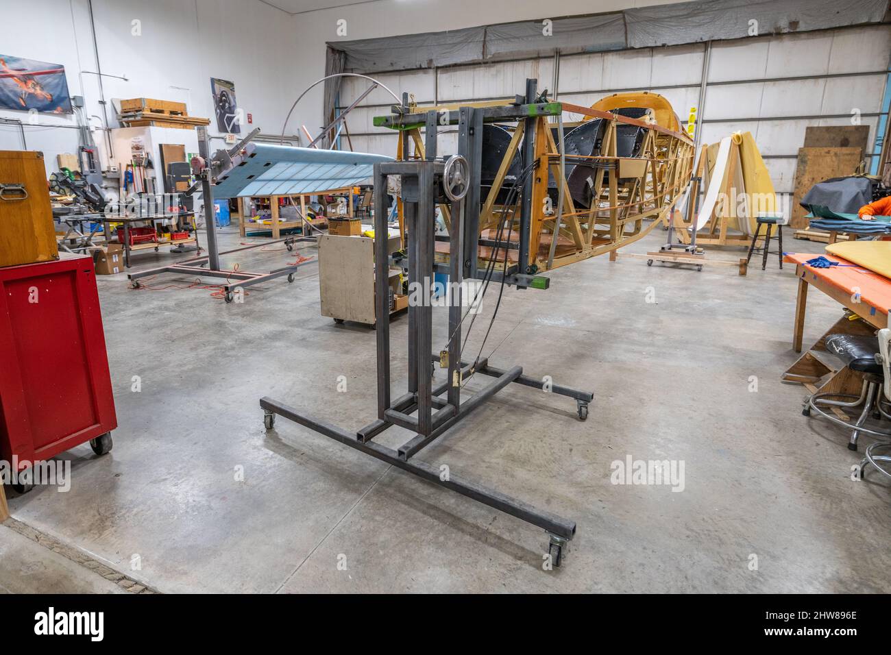 Mid America Flying Museum New Standard Biplane restoration Stock Photo ...