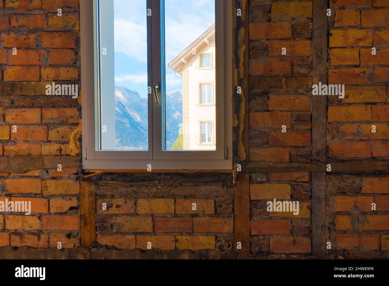 Brick window garden interior hi-res stock photography and images - Alamy