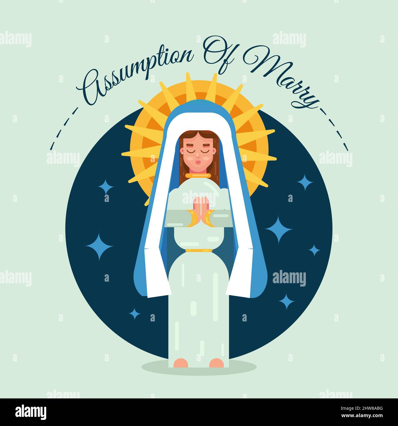 Assumption of Mary day vector illustration for the greeting card ...