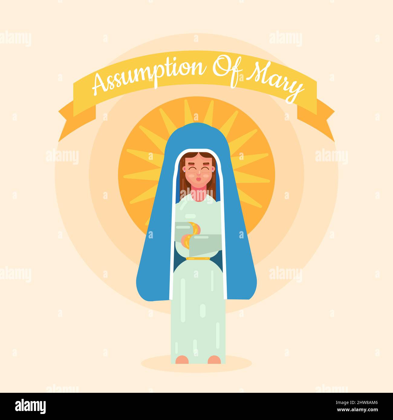 Assumption of Mary day vector illustration for the greeting in flat ...