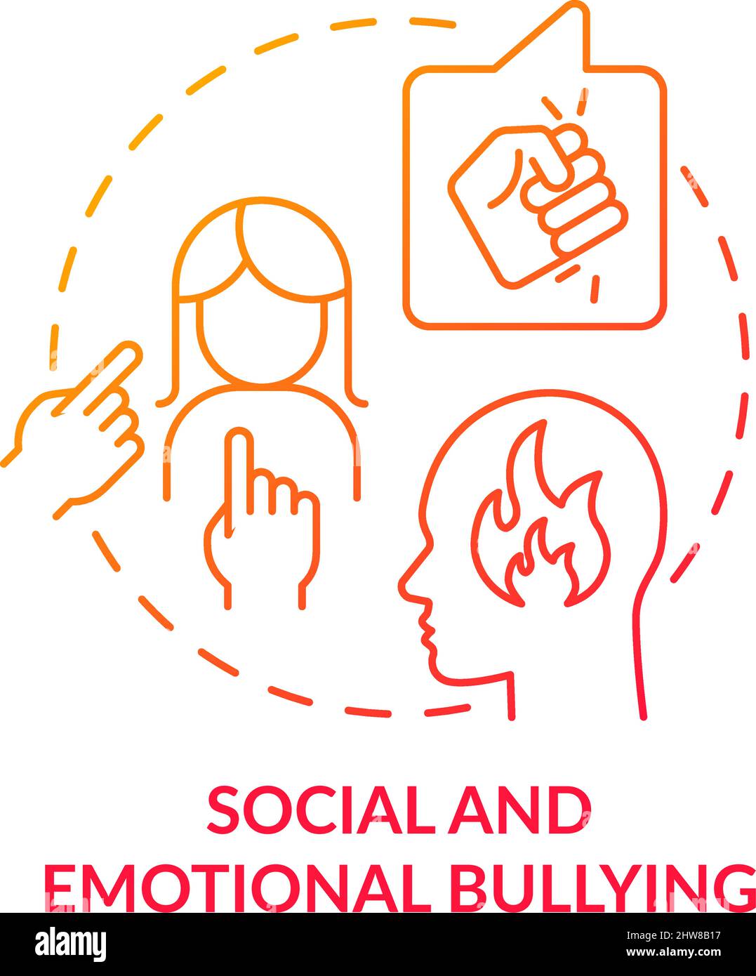 Social and emotional bullying red gradient concept icon Stock Vector ...