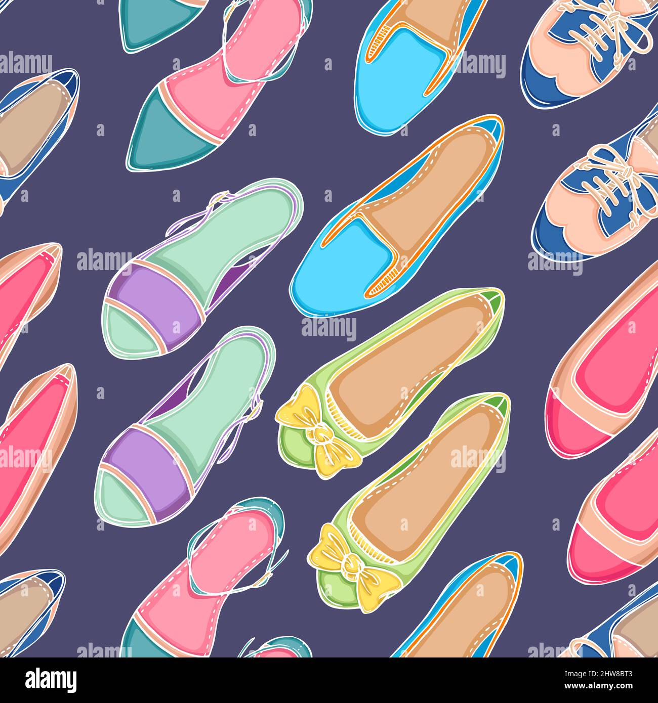 Seamless background with different colored shoes Stock Vector Image ...