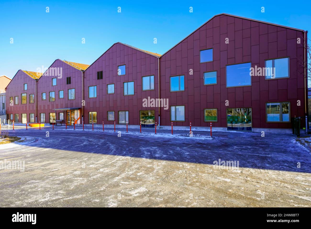 Colorful elementary school building in Ursvik (Ursvikskolan) in ...