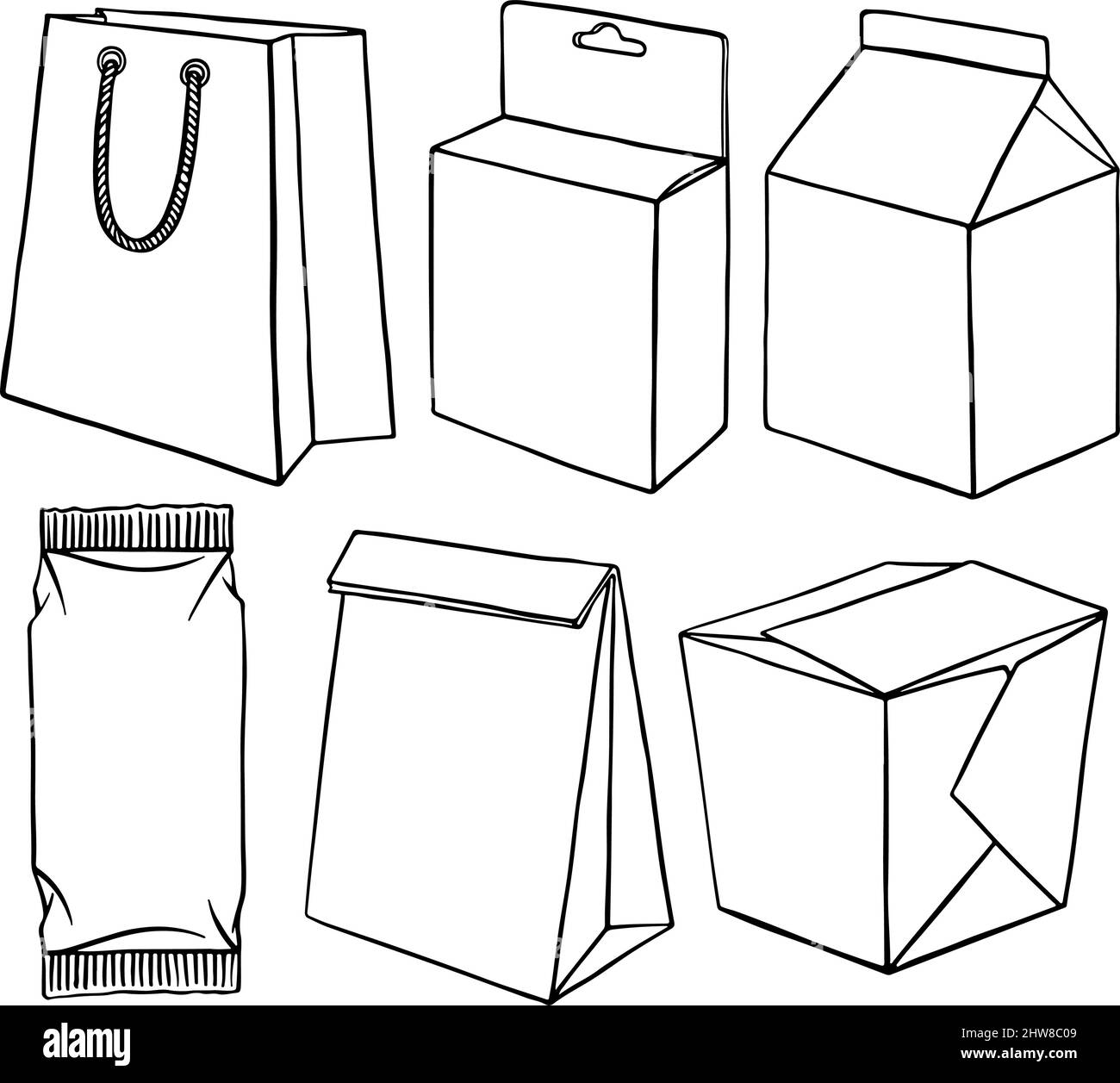 set of different packaging. Hand-drawn illustration Stock Vector Image ...