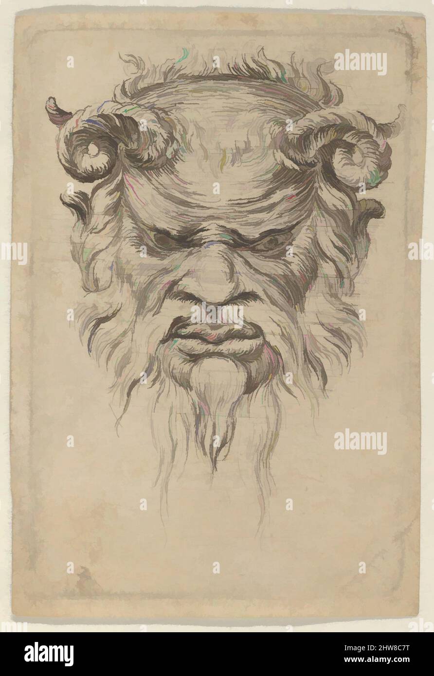 Art inspired by Satyr Mask with Curled Horns Looking Down, from Divers ...