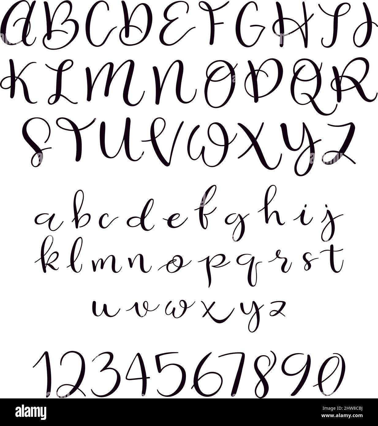 Calligraphic Vector Script Font Upper And Lower Case Letters Set Calligraphic Vector Script Font Upper And Lower Case Letters Set