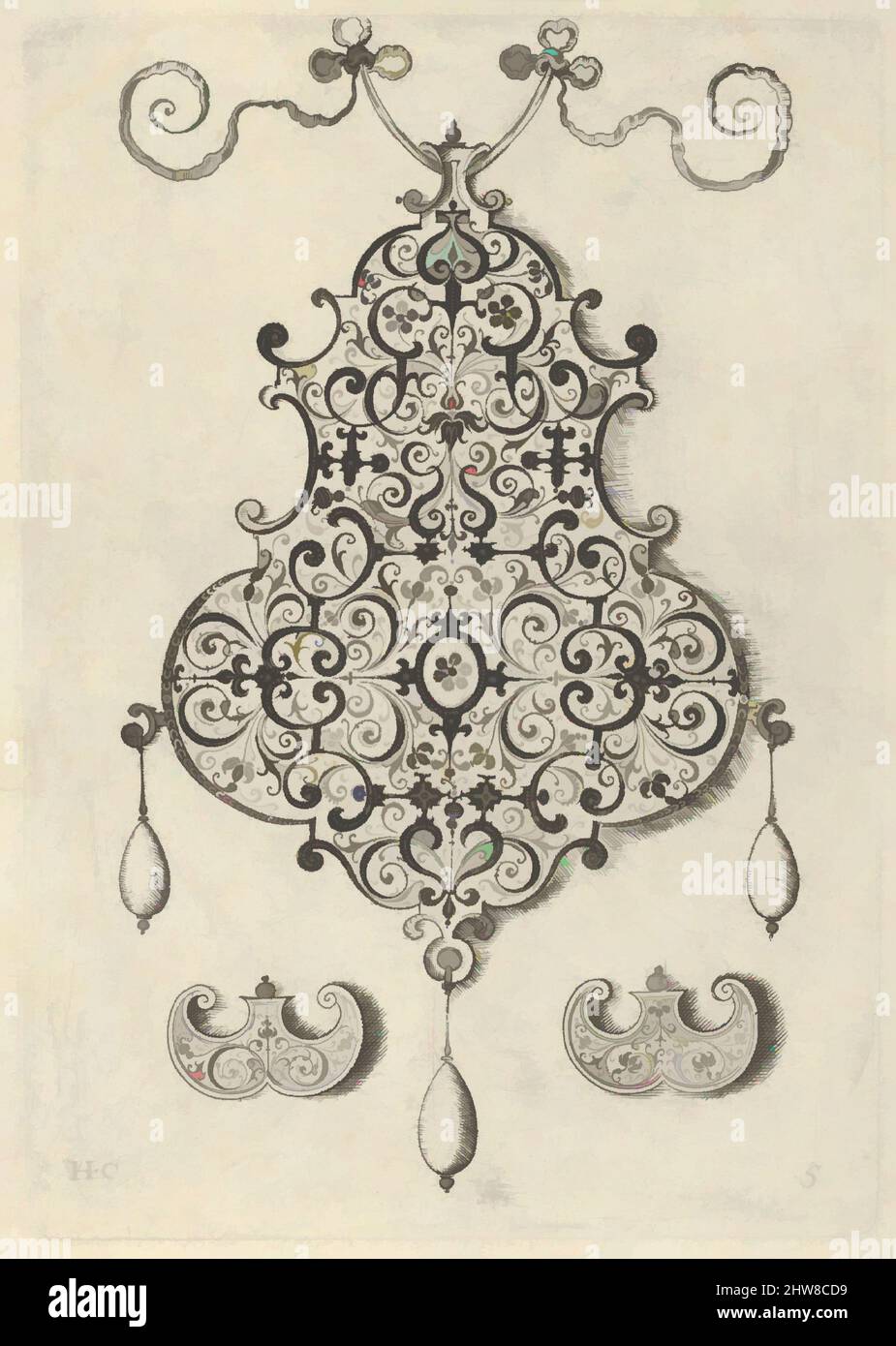 Art inspired by Design for the Verso of a Pendant with an Oval Motif ...