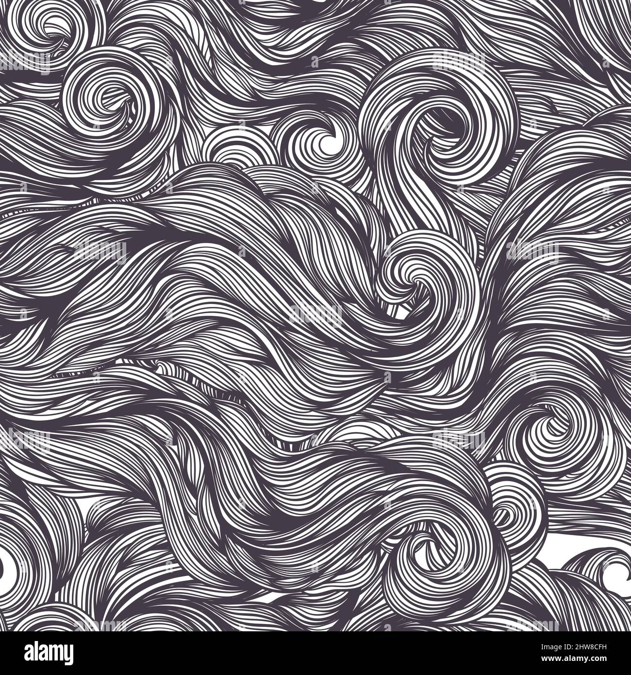 Seamless curl wave background. Vector Illustration Stock Vector Image ...