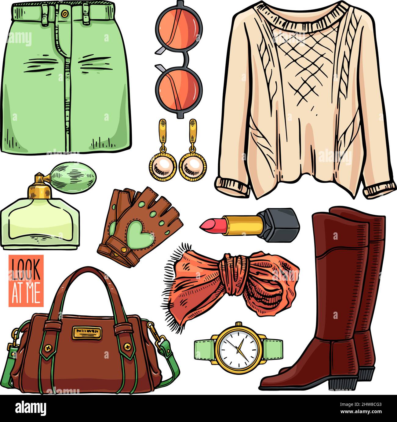 Boots gloves elegant Stock Vector Images - Alamy