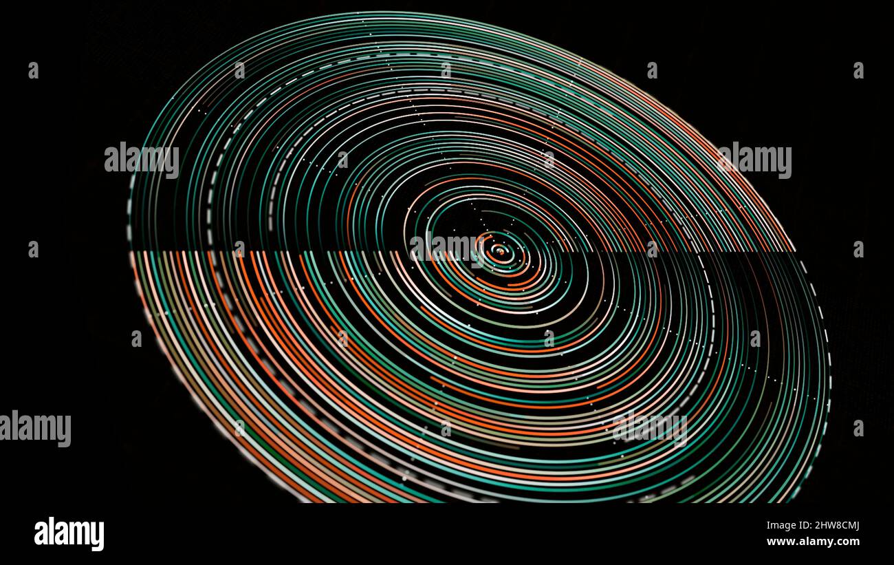 Futuristic neon disk. Animation. Digital disk with circular radius with ...