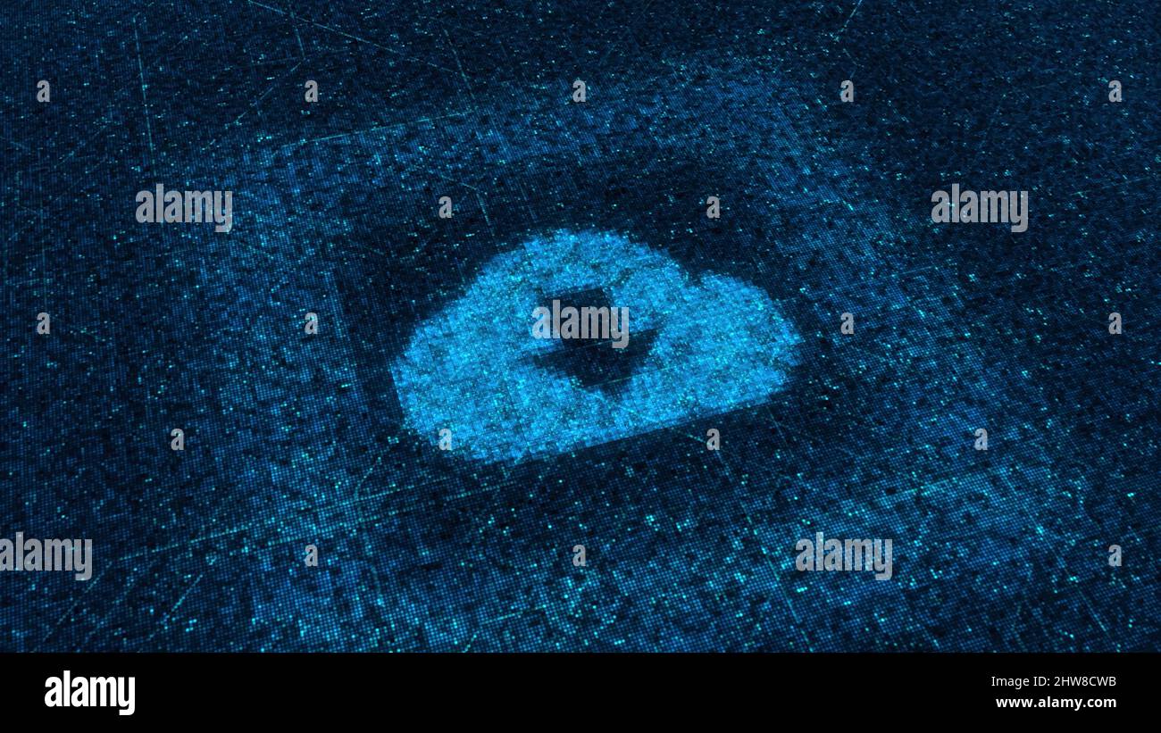 Glowing animation with cloud storage sign. Animation. Luminous ...