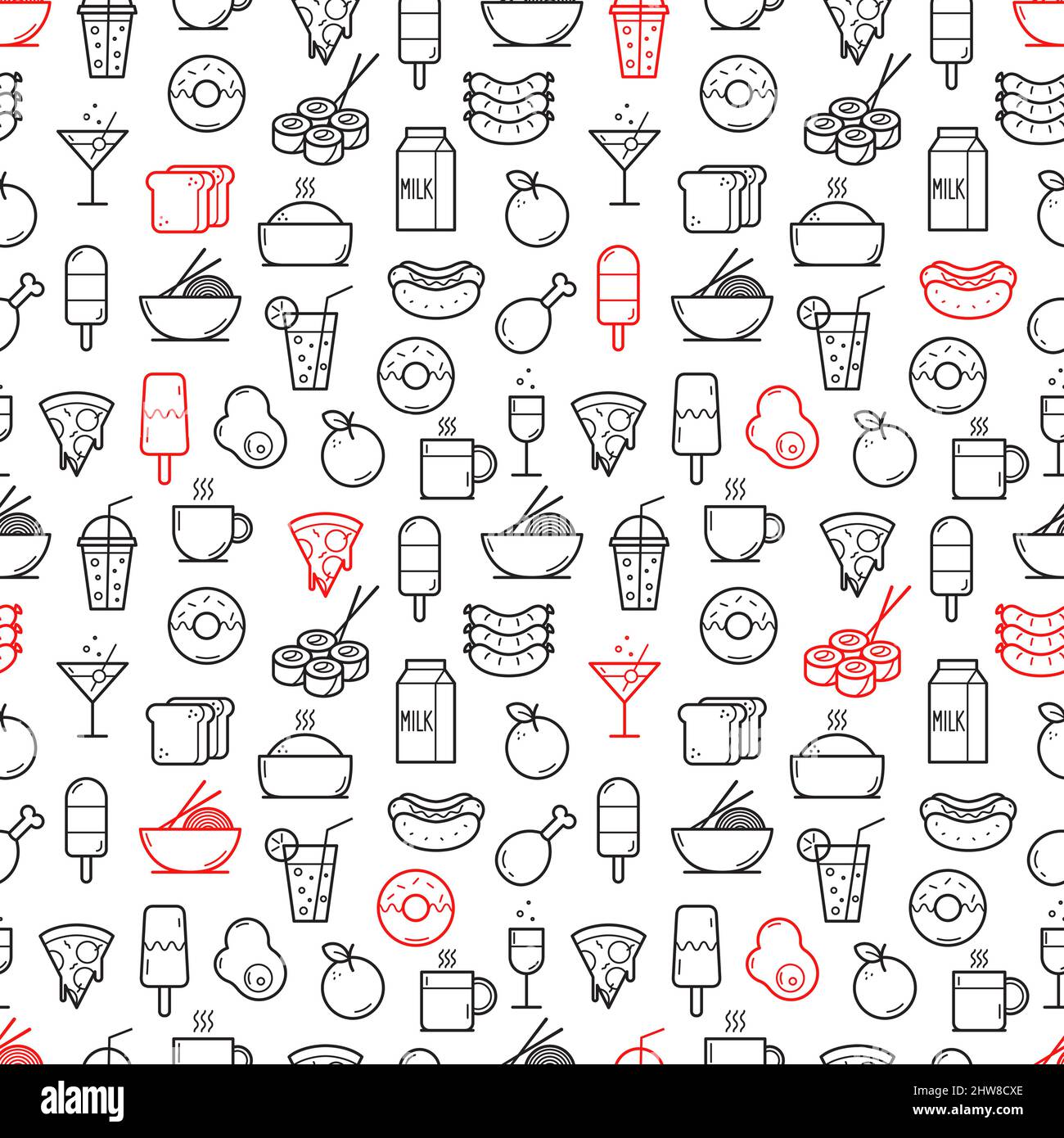 Seamless background of Food and Drink icons. Vector illustration Stock ...