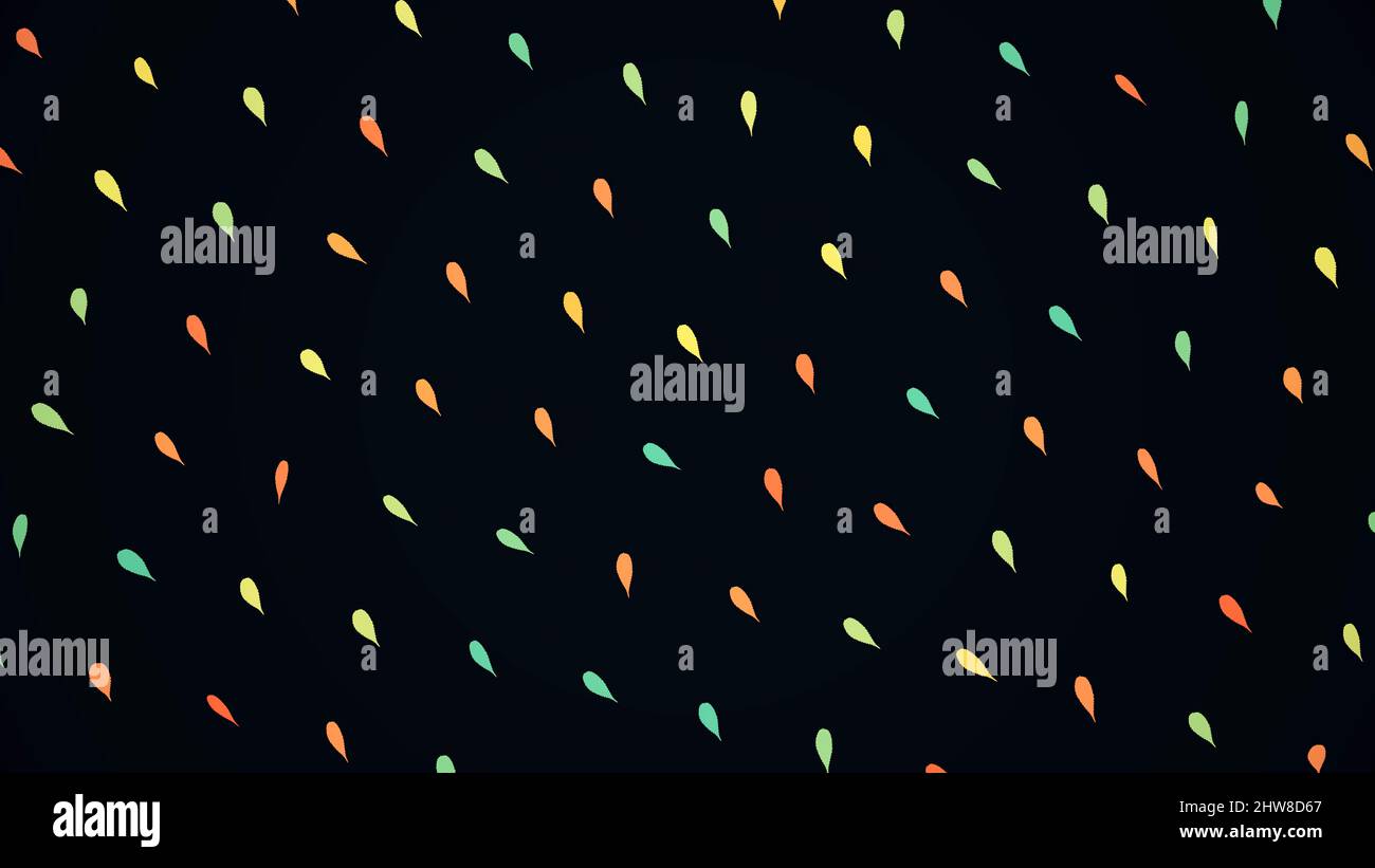 Background of rotating colorful leaves on black backdrop. Animation ...