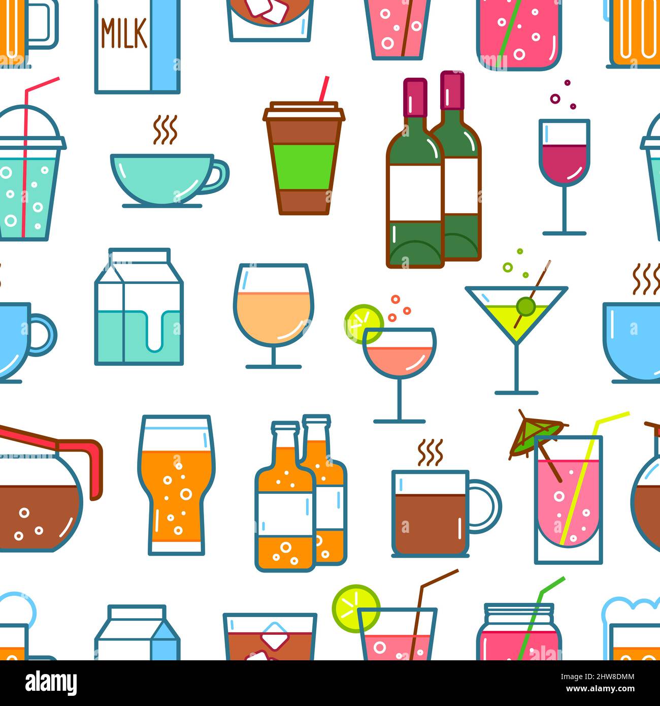 Set of drink and beverage icons. Vector illustration Stock Vector Image ...