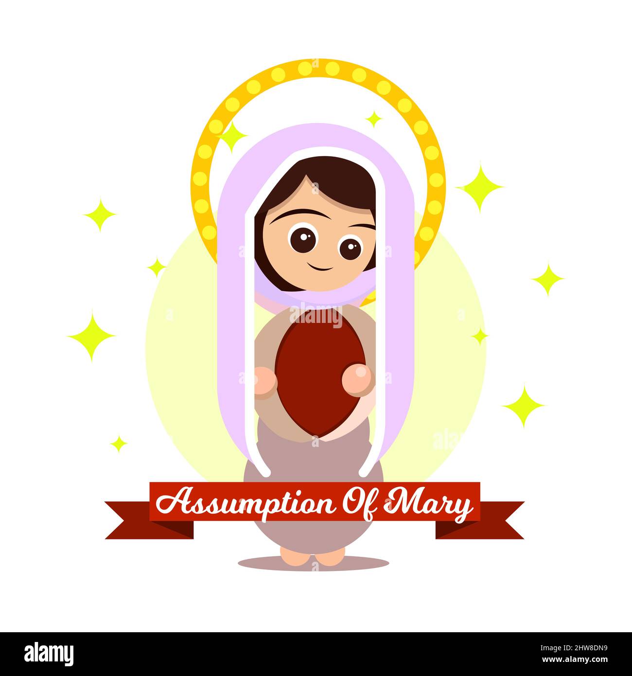 Happy Assumption of Mary day vector illustration greeting card, God ...