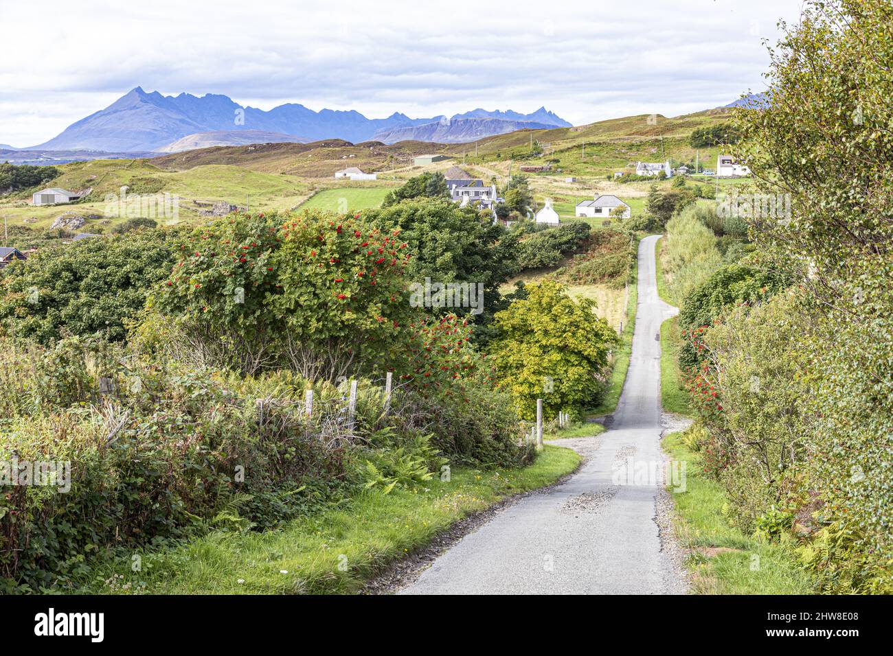 The lane to the village of Tarskavaig on the Sleat Peninsula in the ...
