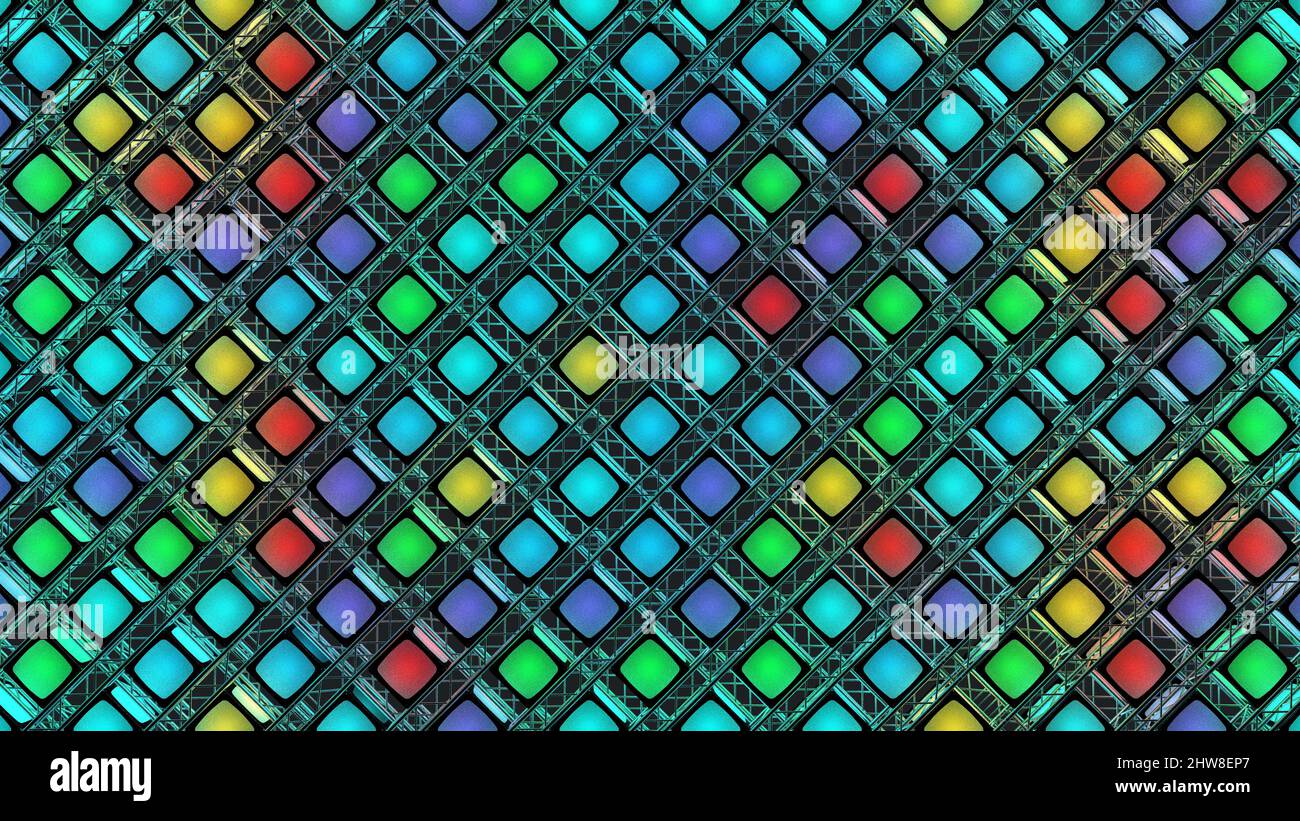 Stage Light Boxes. Green screen background. 3d Rendering. Virtual set ...