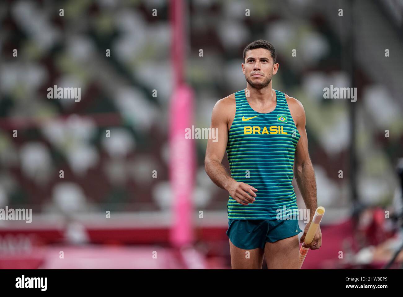 Thiago Braz participating in the Tokyo 2020 Olympics in the pole vault ...