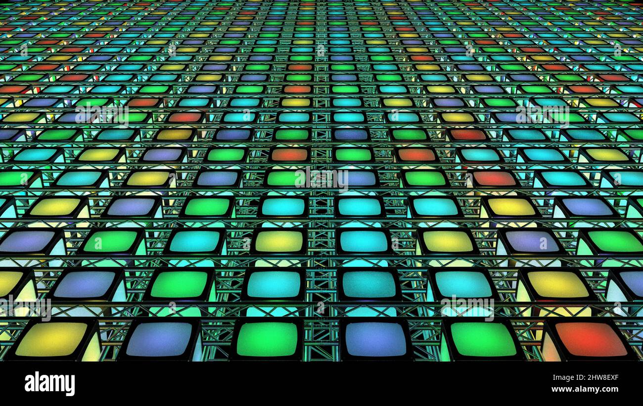 Stage Light Boxes. Green screen background. 3d Rendering. Virtual set ...