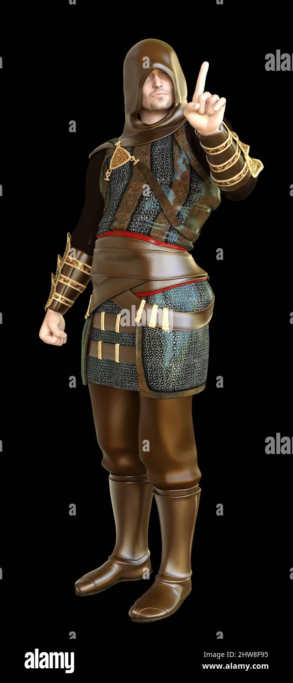 Man wears an ancient warrior robe. 3D Illustration Stock Photo - Alamy