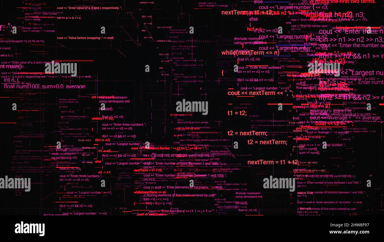 Abstract Program Code Written And Moved In The Virtual Space Camera