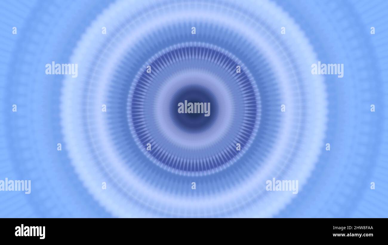 Abstract blue and white pulsating circles, virtual reality radial ...