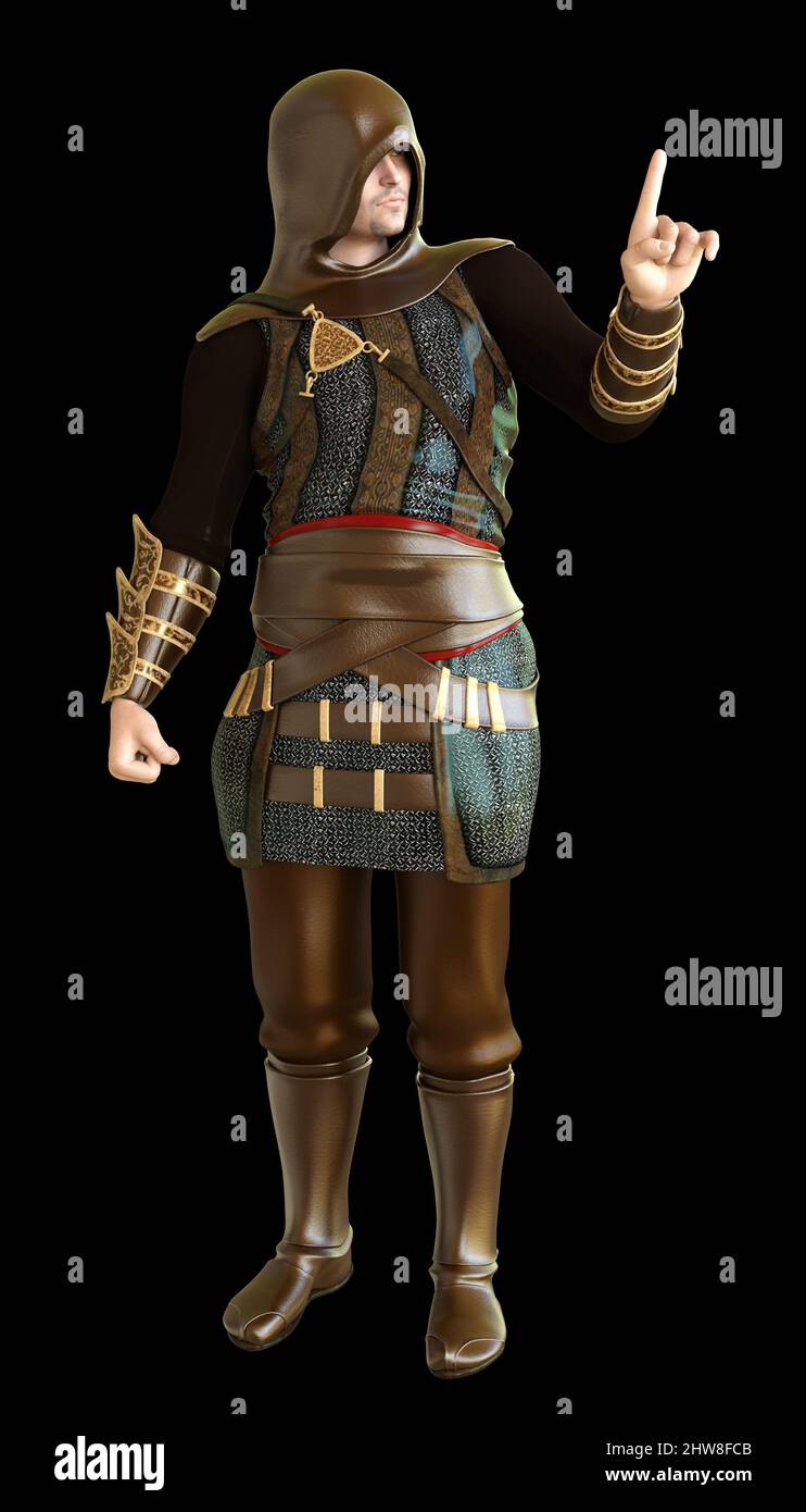 Man wears an ancient warrior robe. 3D Illustration Stock Photo - Alamy