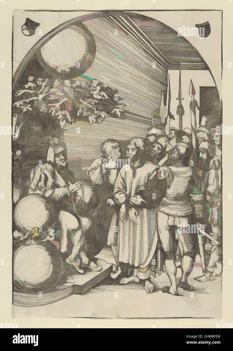 Art inspired by Christ before Herod, from the Passion, Woodblock, Sheet: 9 3/4 × 6 11/16 in. (24 ...