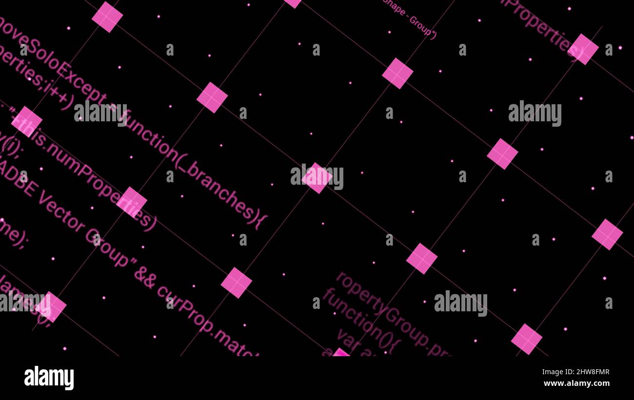 Rotating Background With Grid And Program Code Motion Grid With Squares And Written Program