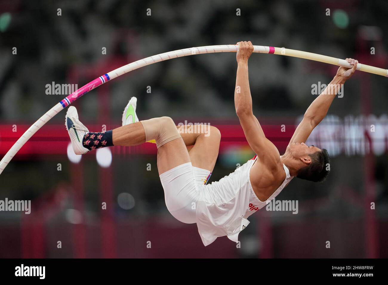 Ernest John Obiena participating in the Tokyo 2020 Olympics in the pole ...