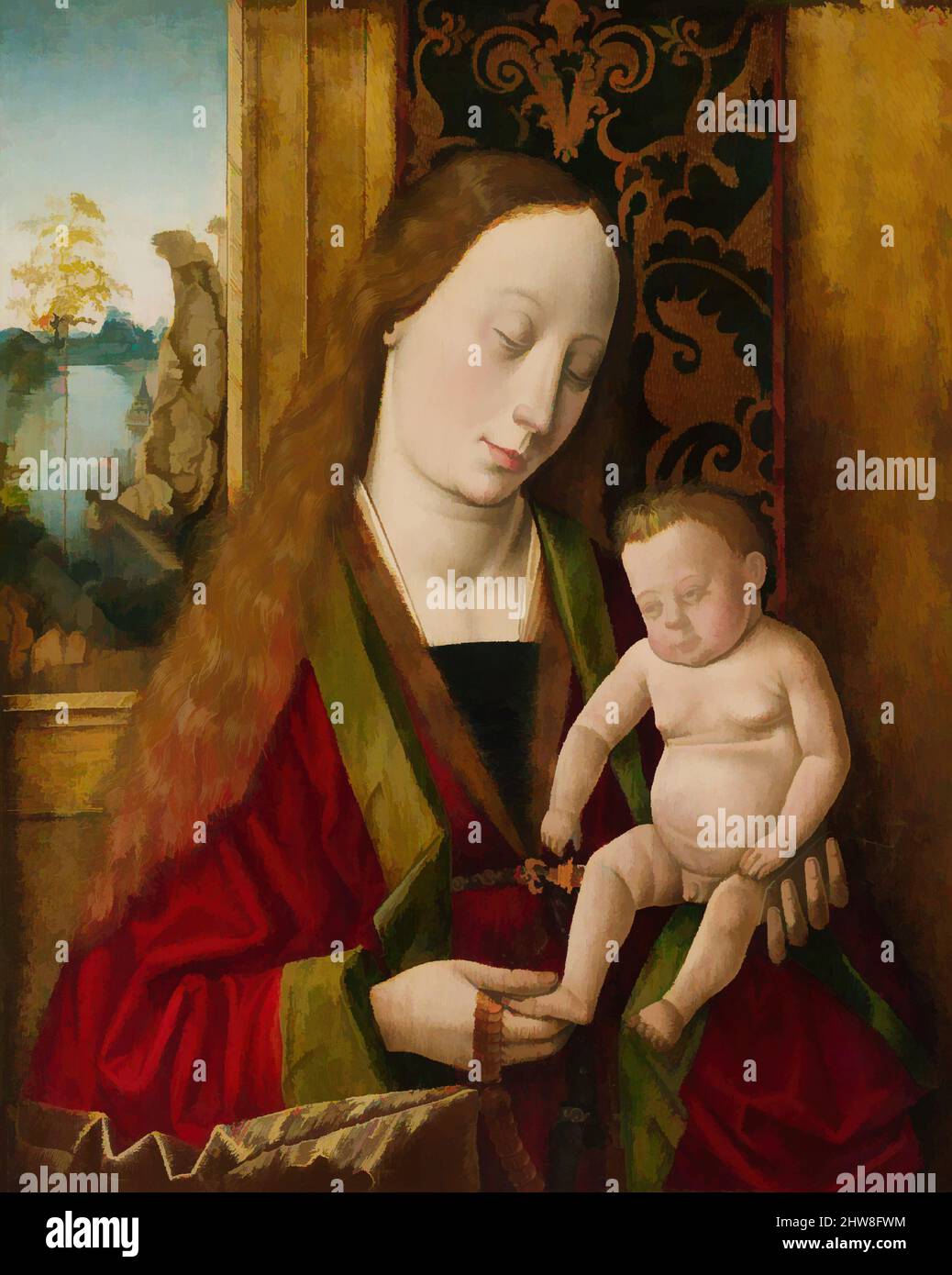 Art inspired by Virgin and Child, Oil, gold, and silver on linden, 15 5 ...